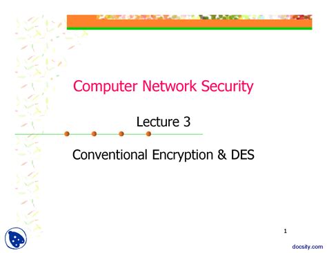 Conventional Encryption And Des Part 1 Computer Network Security Lecture Slides Slides