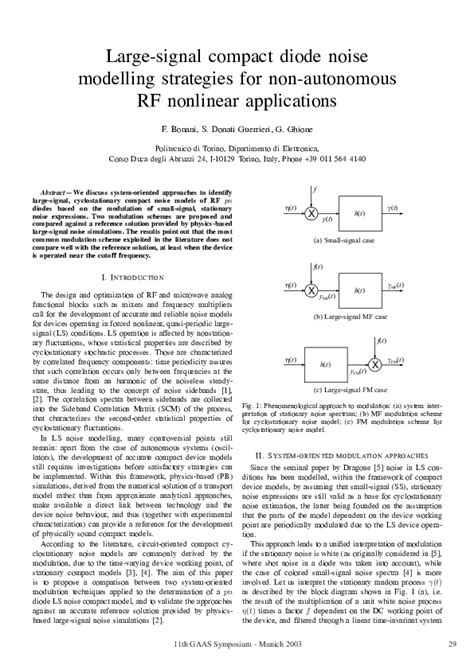 Pdf Large Signal Compact Diode Noise Modelling Strategies For Non Autonomous Rf Nonlinear