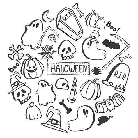Vector Set Of Halloween Clipart Hand Drawn Doodle Cartoon Collection Set Of Icon And Symbols