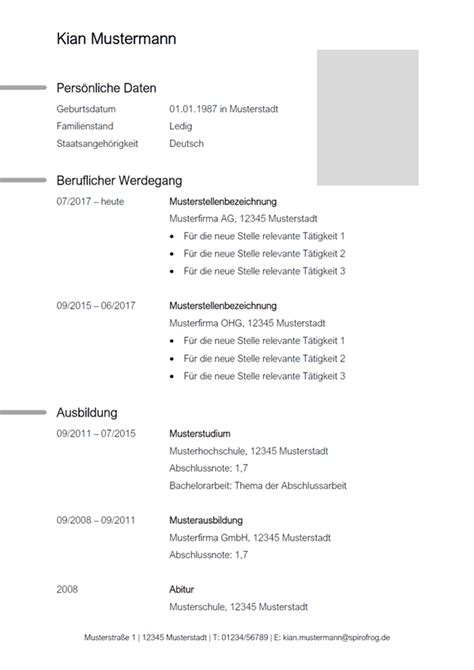 CV Vorlage Spirofrog