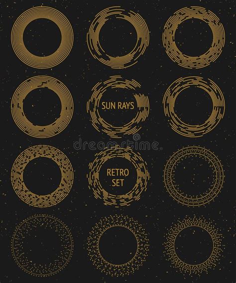Sistema Del Resplandor Solar Del Oro Del Vintage Ilustración Del Vector