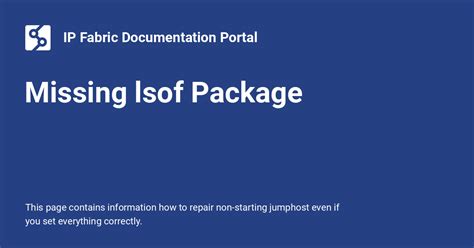Missing Lsof Package Ip Fabric Documentation Portal