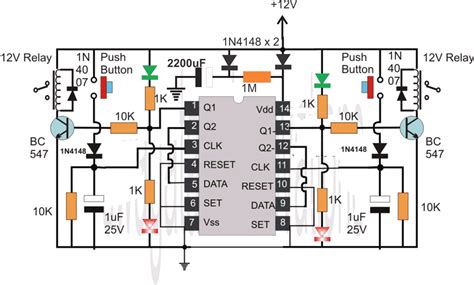 5 Interesting Flip Flop Circuits Load ON OFF With Push Button