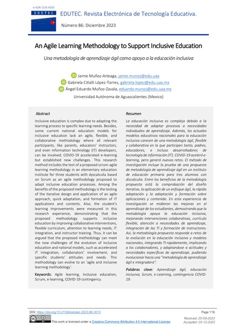 Pdf An Agile Learning Methodology To Support Inclusive Education