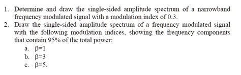 Solved Determine And Draw The Single Sided Amplitude Spectrum Of A Narrowband Frequency