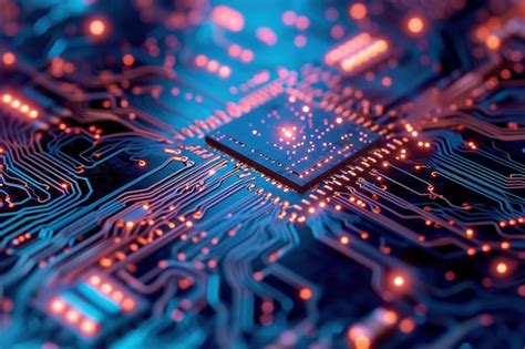 Premium Photo Innovative Abstract Microchip Neon Generate Ai