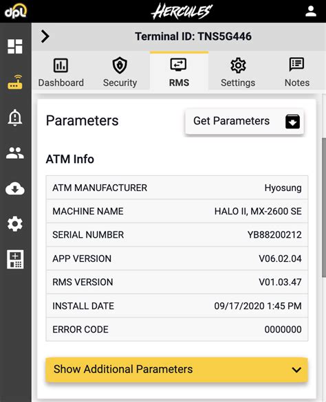 how to view and fetch atm parameters in the hercules portal dpl