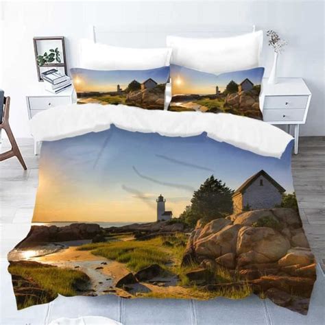 Housse de Couette 200x200 cm Phare Parure de Lit pour Ado Garçon Fille Housse de Couette