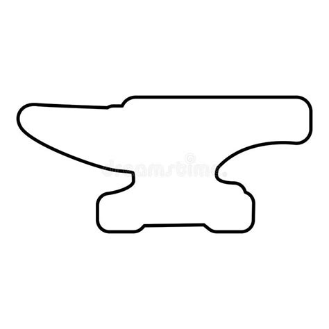Anvil Contour Outline Icon Black Color Vector Illustration Flat Style Image Stock Vector