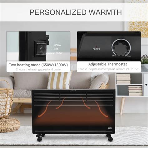 Homcom Convector Radiator Heater Freestanding Or Wall Mounted W Adjus