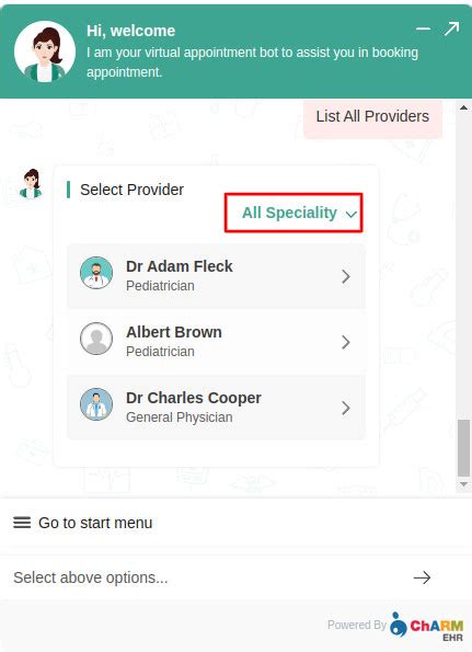 CharmHealth EHR Virtual Appointment Bot Integration
