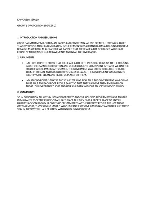 My Debate Speech Pdf