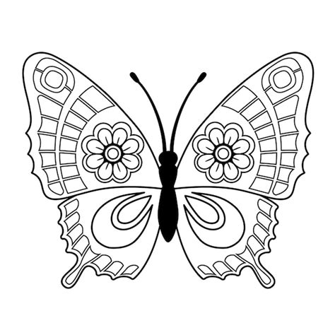 Página Del Libro Para Colorear Vectorial Silueta De Mariposa Elegante