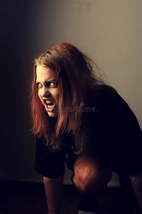 Mad Possessed Girl Stock Image Image Of Derenged Horror 42654421