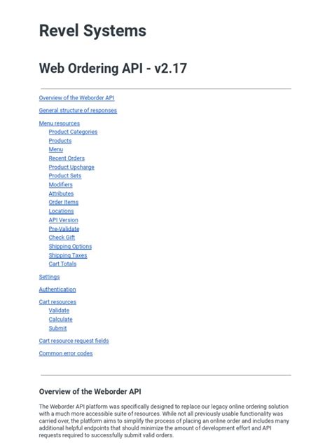 weborder api pdf prices json