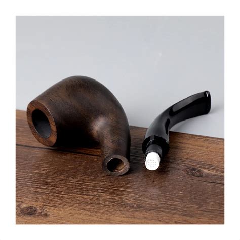 MUXIANG Imported Ebony Tobacco Pipe Classic SherlocksHolmes Pipe Curved Handle Smoking Set