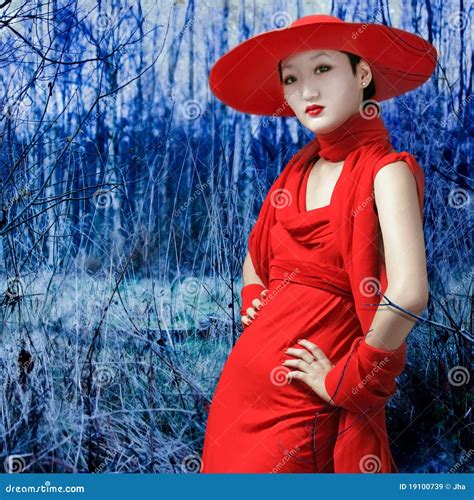 Asian Woman In Red Dress Stock Image Image Of Female 19100739