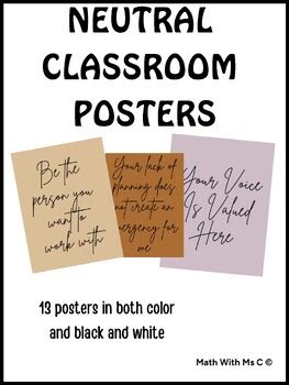 Neutral Classroom Posters By Math With MsC TPT