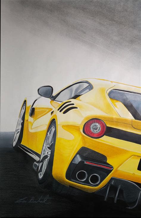 Ferrari F12 Hand Drawn Art Pencil Art Supercar Art Car Guy Art