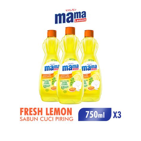 Jual Mama Lemon Sabun Cuci Piring Daun Mint Botol 750 Ml X3 Shopee