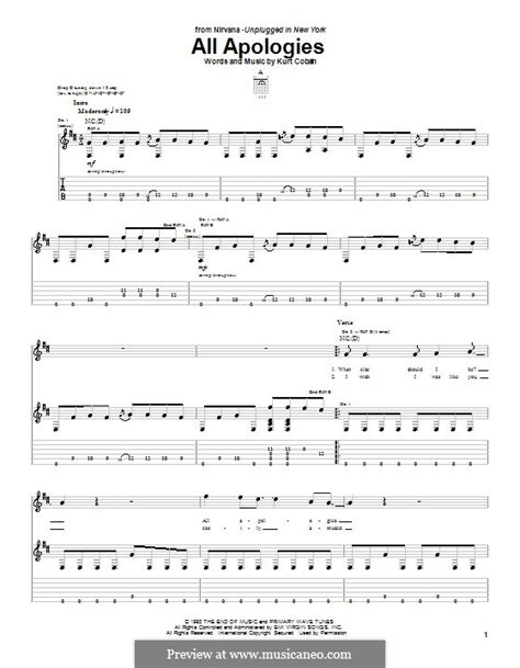 All Apologies Nirvana By K Cobain Sheet Music On Musicaneo