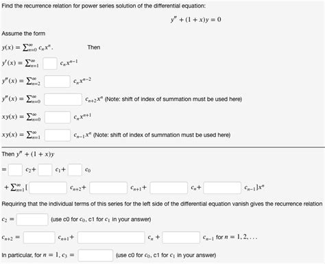 Solved Find The Recurrence Relation For Power Series
