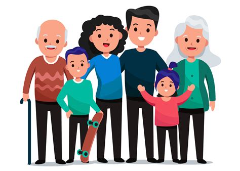 Gran Familia Con Tres Generaciones 5084945 Vector En Vecteezy