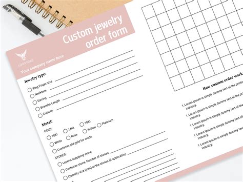 Editable Jewelry Order Form Template Custom Design Canva Etsy