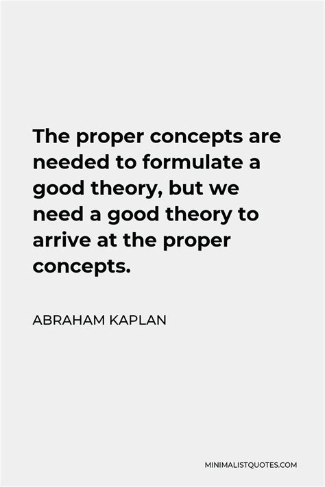 Abraham Kaplan Quote The Proper Concepts Are Needed To Formulate A