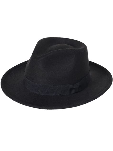Keevoom Unisex Fedora Hats Vintage Wide Brim Felt Panama Dress Hat