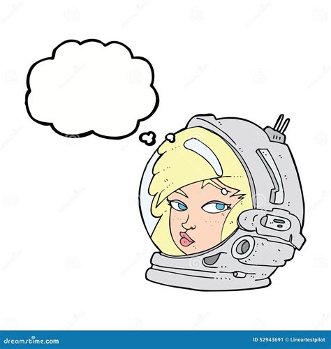 Astronauta De Sexo Femenino De La Historieta Con La Burbuja Del Pensamiento Stock De Ilustraci N