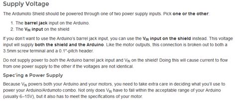 Питание Arduino Uno и Ardumoto Motor Driver Shield Power Shields