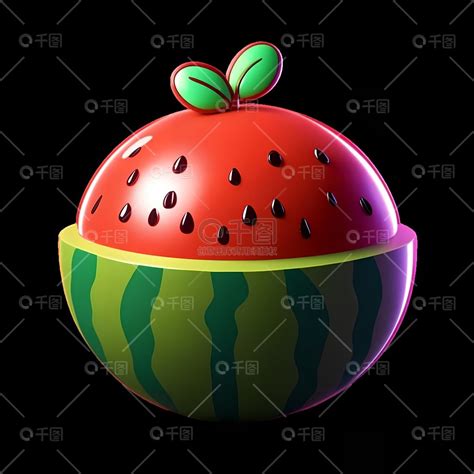 黑色种子ai数字艺术 3d可爱卡通手绘西瓜冰沙矢量夏日水果装饰元素卡通3d渲染西瓜切开红色果肉黑色种子插画 3d素材免费下载png格式4096像素编号71471083 千图网