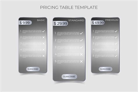 Metallic Silver Color Pricing Table Graphic By DESIGNSKIT Creative Fabrica