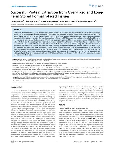 Pdf Successful Protein Extraction From Over Fixed And Long Term