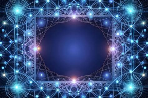 3d Ai Driven Quantum Computing Frame Concept With Minimalistic Border And Particle Patterns For