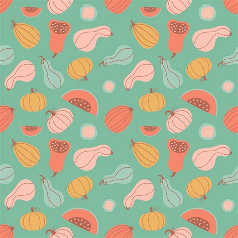 Simple Pumpkin Hand Drawn Seamless Pattern Autumn Pattern Of Hand