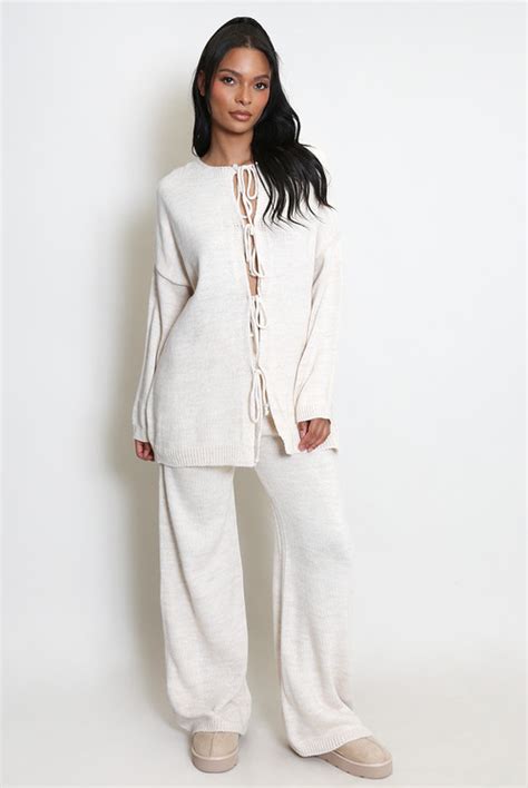 Tie Front Knitted Cardigan And Trouser Set Buy Fashion Wholesale In