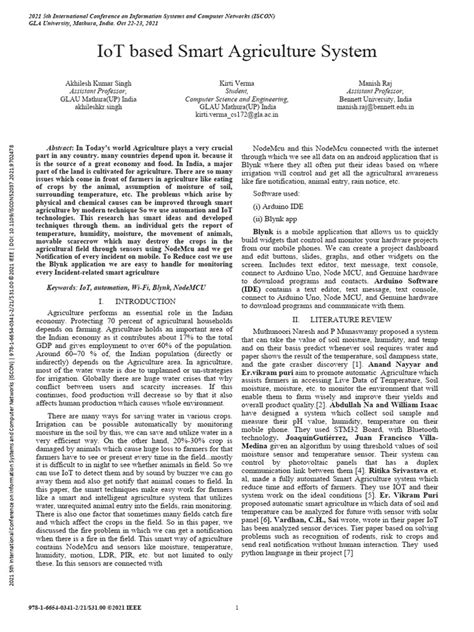 Iot Smart Agriculture System Overview Pdf Internet Of Things Sensor