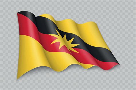 3d Realistic Waving Flag Of Sarawak Is A State Of Malaysia 25355098