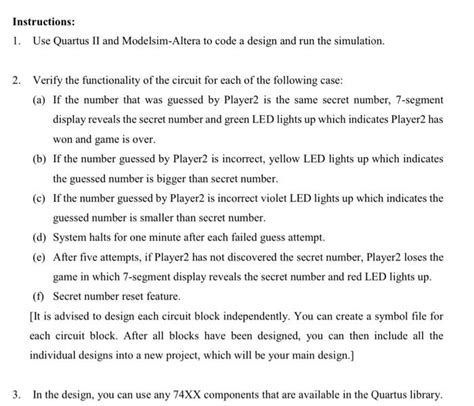 Solved Instructions Use Quartus II And Modelsim Altera Chegg