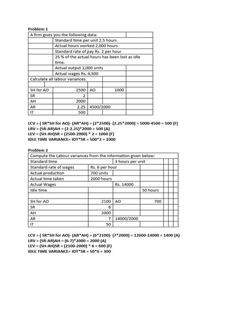 Labour Variance Q And A Pdf Labor Relations Wages And Salaries