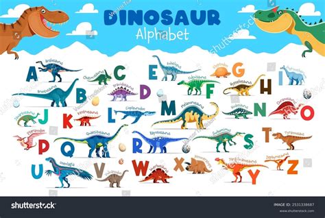 어린이 공룡 알파벳 만화 공룡 캐릭터와 스톡 벡터로열티 프리 2531338687 Shutterstock