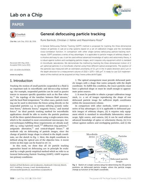 Pdf General Defocusing Particle Tracking