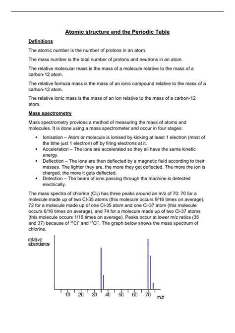 Summary Edexcel A Level Chemistry Topic Atomic Structure And The Periodic Table Notes And
