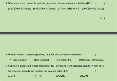 Solved 13 Which One Is The Correct Formula For Potassium