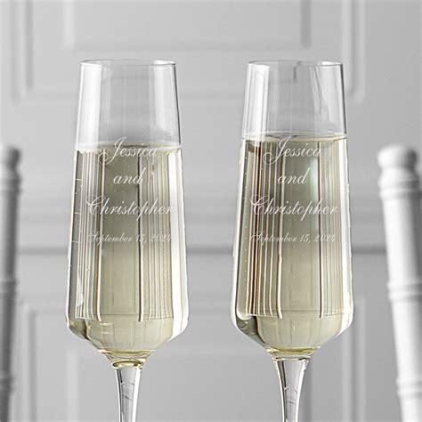 Custom Engraved Champagne Glasses For Wedding Couple