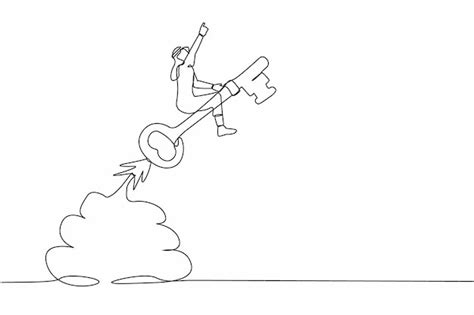 Premium Vector Continuous One Line Drawing Arab Businessman Riding A
