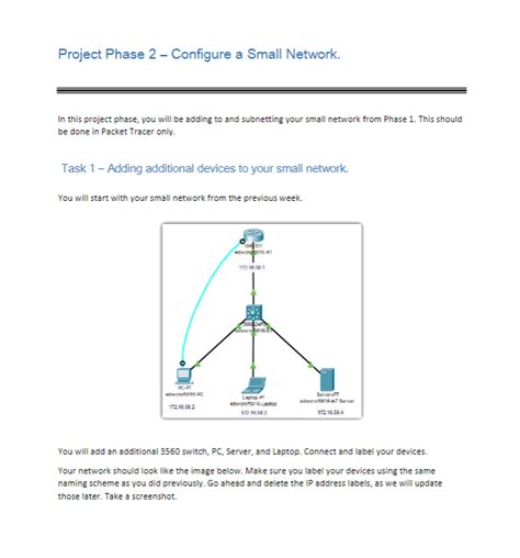 Solved Project Phase Configure A Small Network In This Chegg Com