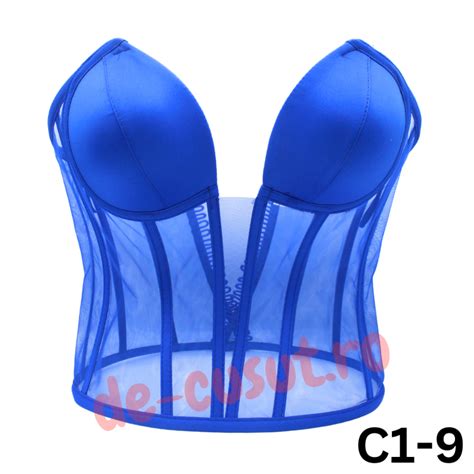 Corset Complet Cupe De Sutien Forma V Bleu De Cusutro